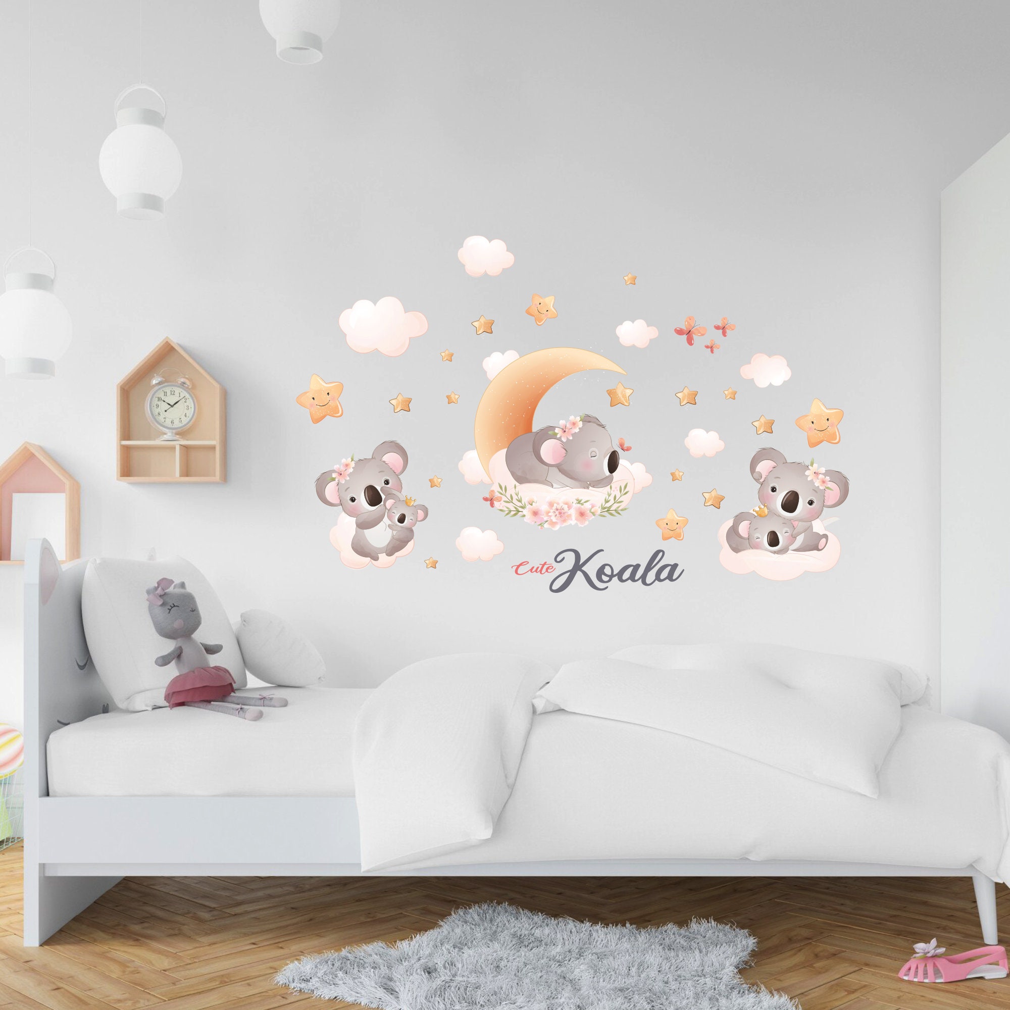 Koala Decal, Sleeping Koala Decal, Forest Animals Wall Decals, Nursery ...