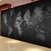 Black Modern World Map, World Map Wall Decal, World Map Wallpaper ...