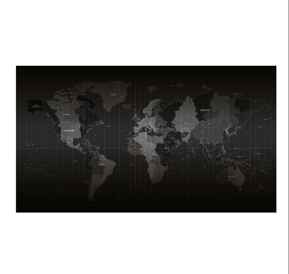 Black Modern World Map, World Map Wall Decal, World Map Wallpaper ...
