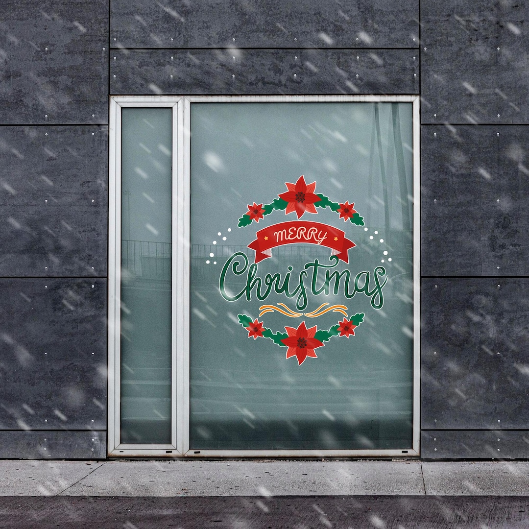 Merry Christmas Window Sticker for Shop Windows Home, Xmas Window Decal ...