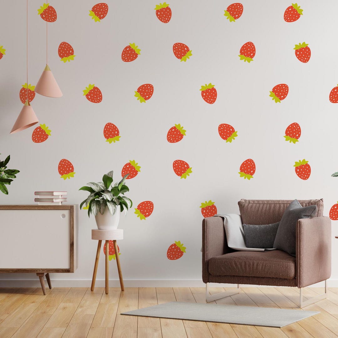 Strawberries Decal, Strawberry Pattern Decal, Wall Decal Set for Kids ...