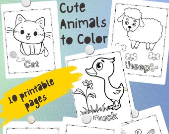Cute Animal Coloring Page Bundle for Toddlers – 10 Printable Sheets for ...