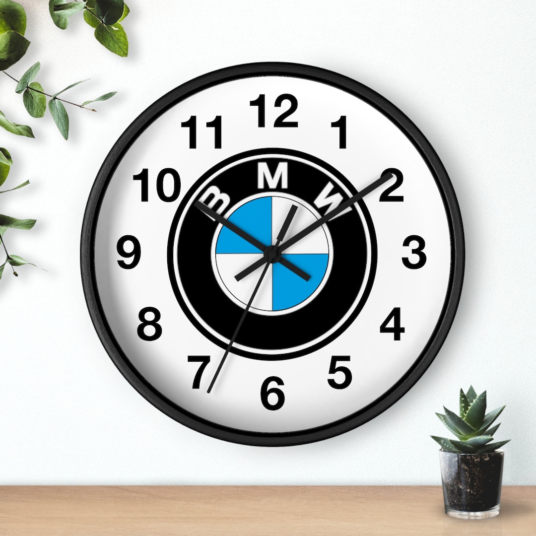 Elegant 10-inch BMW Wall Clock in Wooden, White, and Black Colors, BMW ...