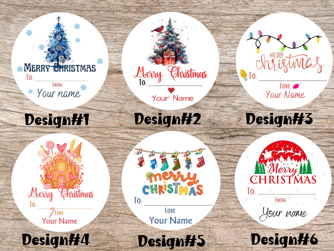Custom Festive Christmas Sticker Gift Tag Various Designs, Personalized ...