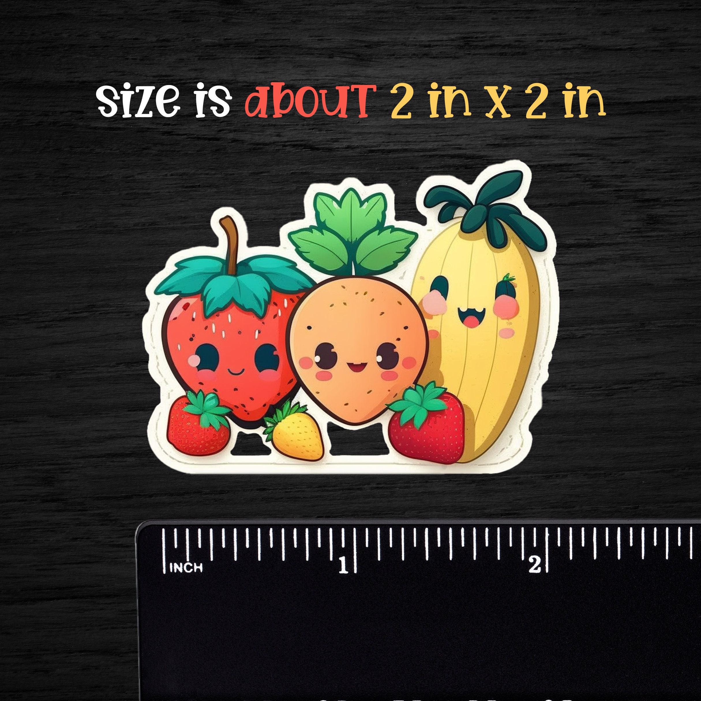 Waterproof Cute Kawaii Fruit Stickers Bundle - Fun & Colorful Sticker ...