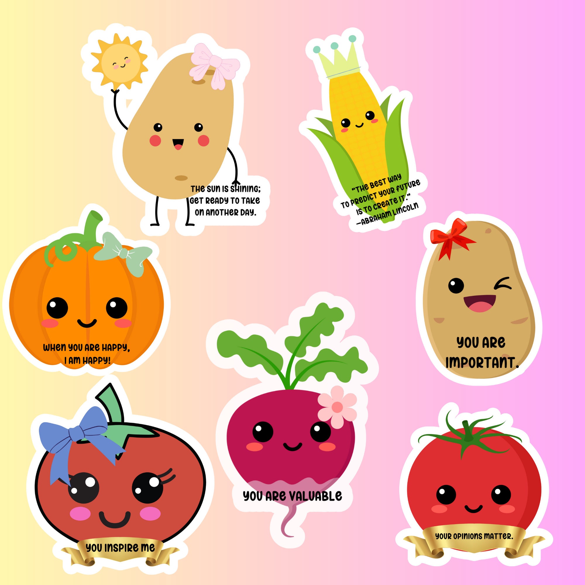 Kawaii Vegetable Stickers Cute Anime Veggie Decals Bullet - Etsy