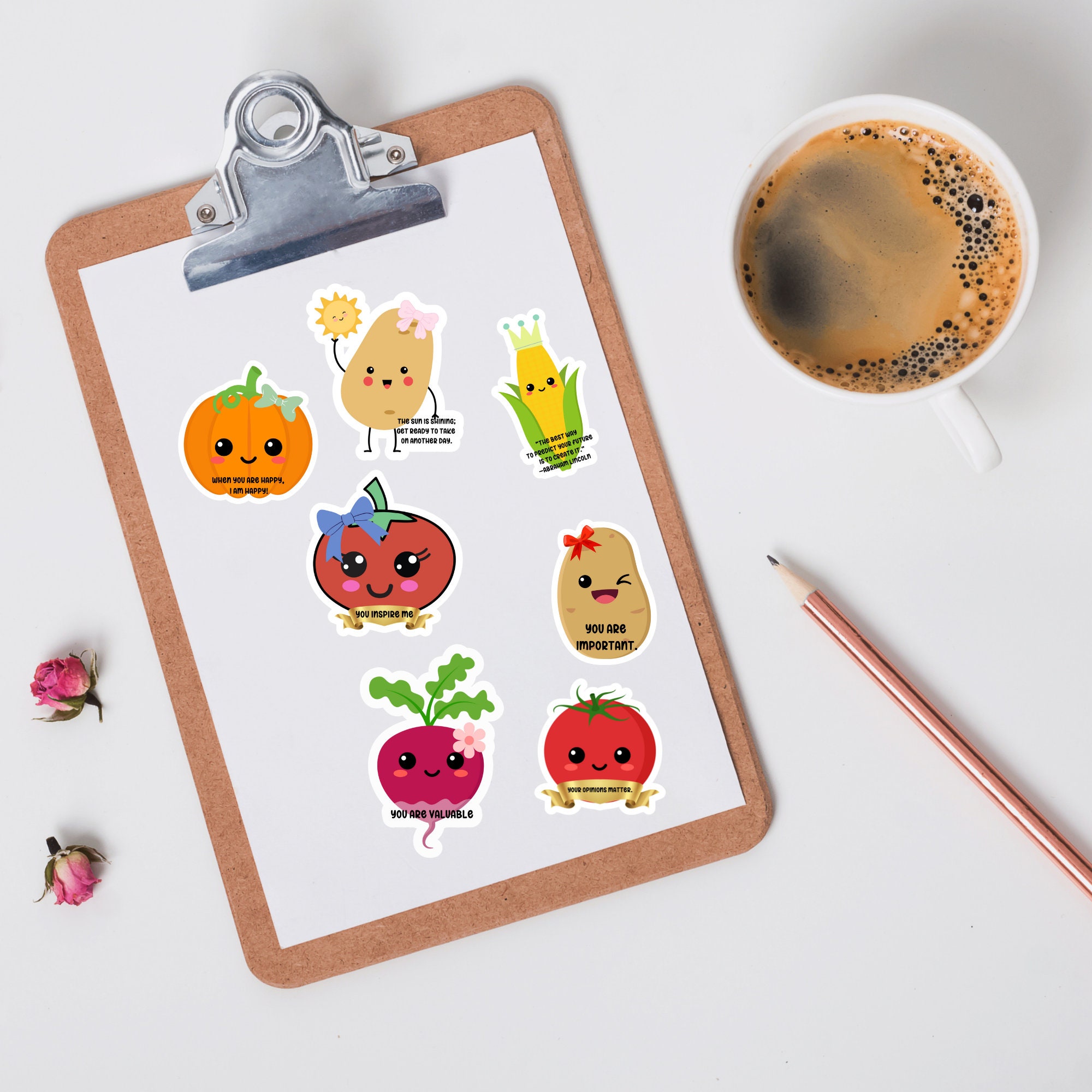 Kawaii Vegetable Stickers Cute Anime Veggie Decals Bullet - Etsy