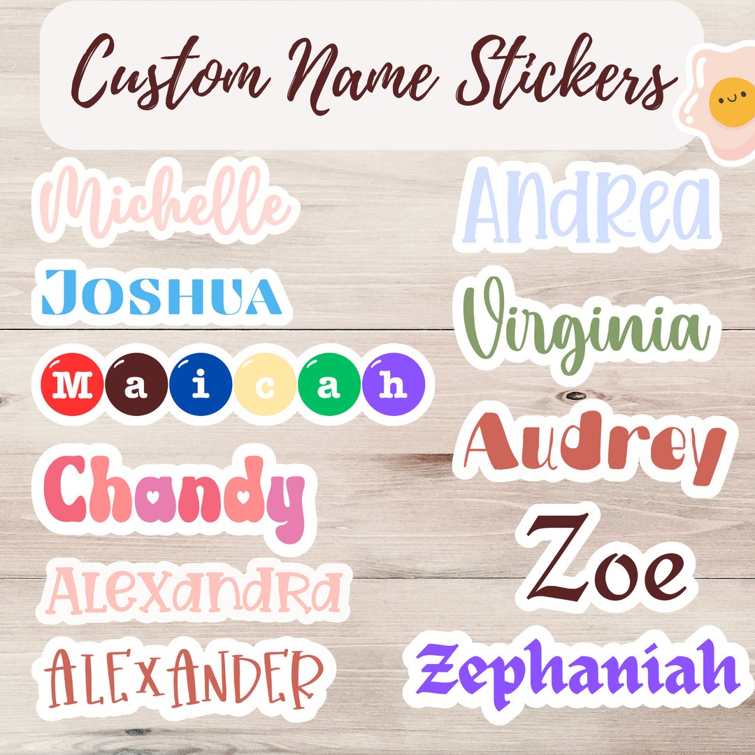 Personalized Waterproof Name Stickers, Colorful Laptop Tumbler Decals ...