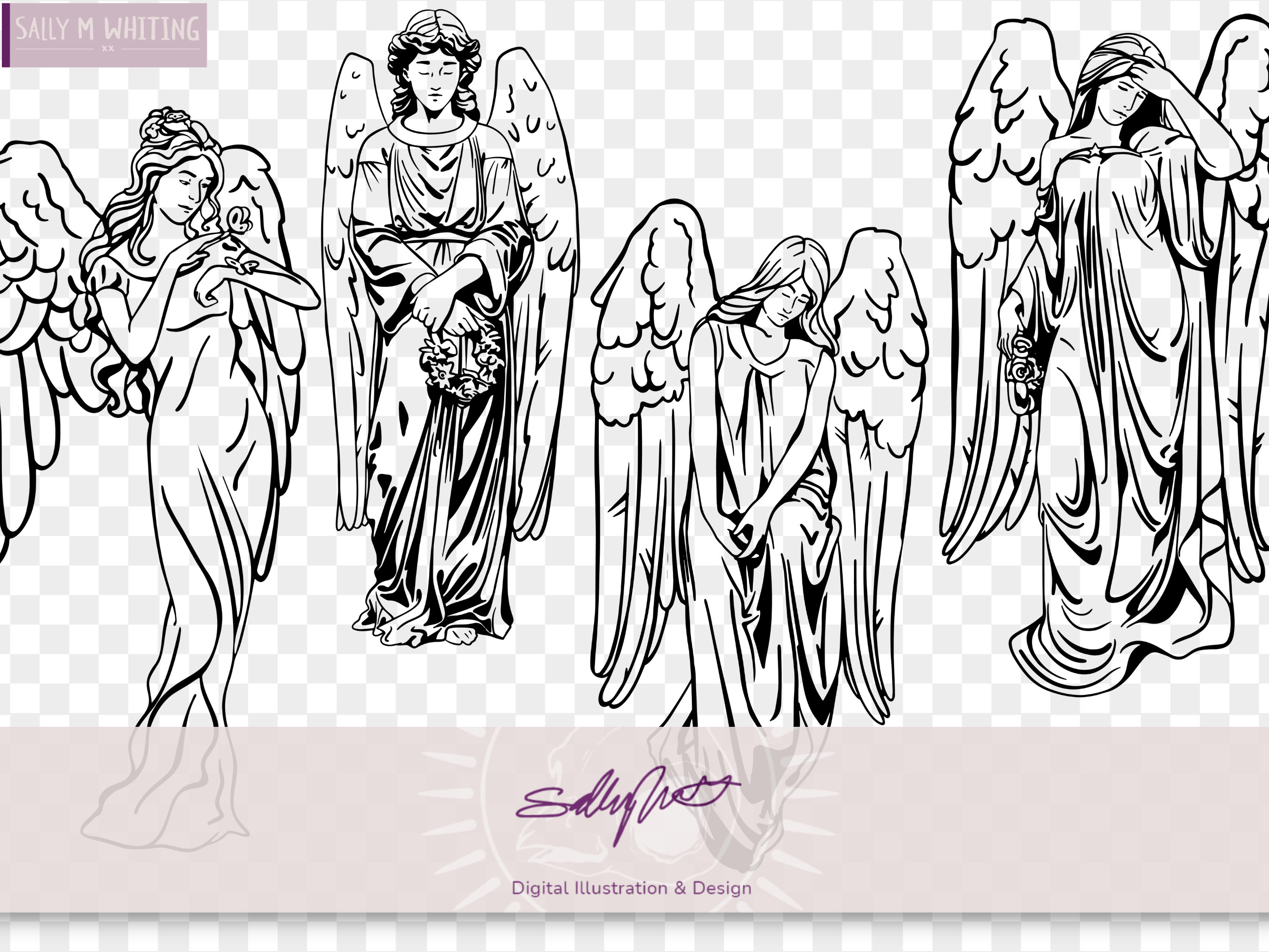 Angel SVG Set | 10 Pack | SET #5 | Svg Cut Files | Svg-png-dxf | Angel ...