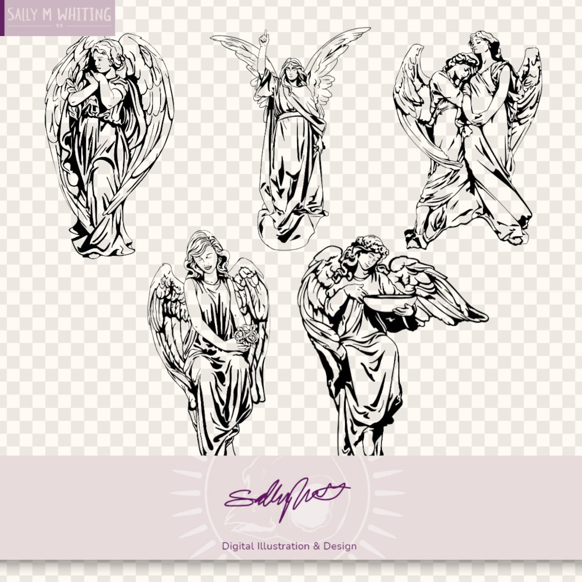 Angel SVG Set | 10 Pack | SET #4 | Svg Cut Files | Svg-png-dxf-eps ...