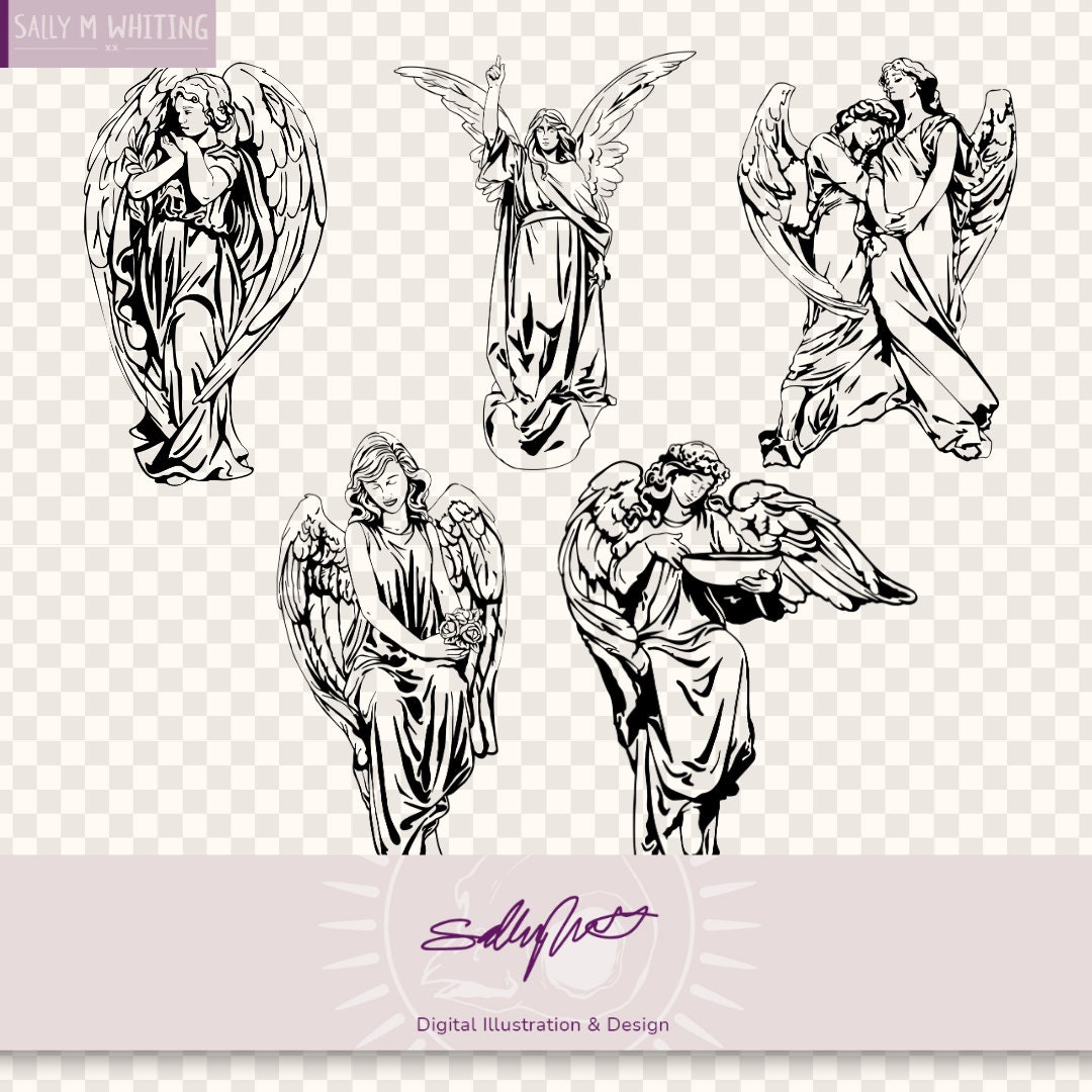 Angel SVG Set | 10 Pack | SET #4 | Svg Cut Files | Svg-png-dxf-eps ...