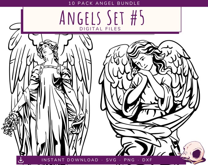 Angel SVG Set | 10 Pack | SET #5 | Svg Cut Files | Svg-png-dxf | Angel ...
