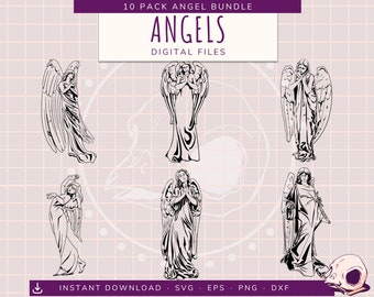 Angel SVG Set | 10 Pack | SET #5 | Svg Cut Files | Svg-png-dxf | Angel ...