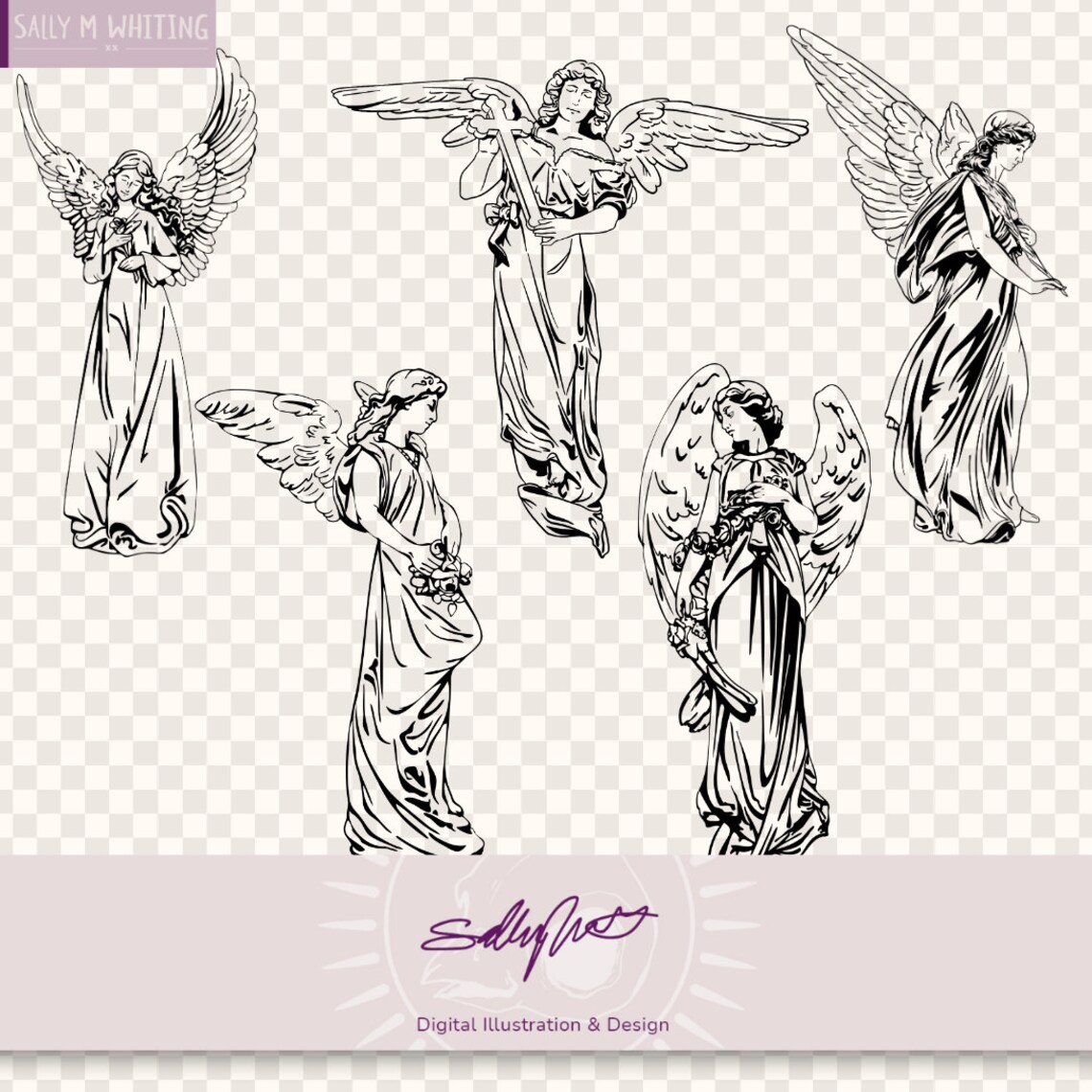 Angel SVG Set | 10 Pack | SET #4 | Svg Cut Files | Svg-png-dxf-eps ...