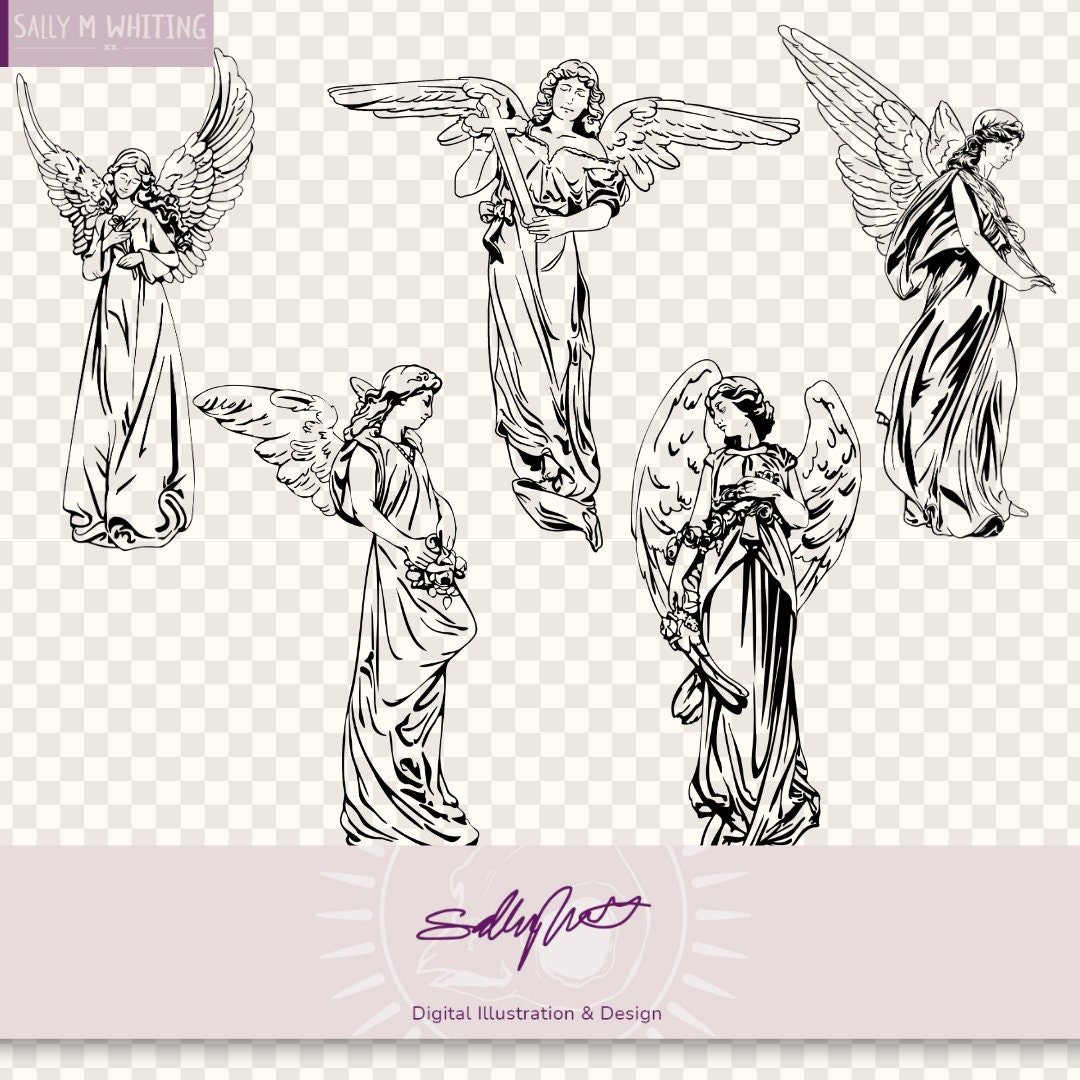 Angel SVG Set | 10 Pack | SET #4 | Svg Cut Files | Svg-png-dxf-eps ...
