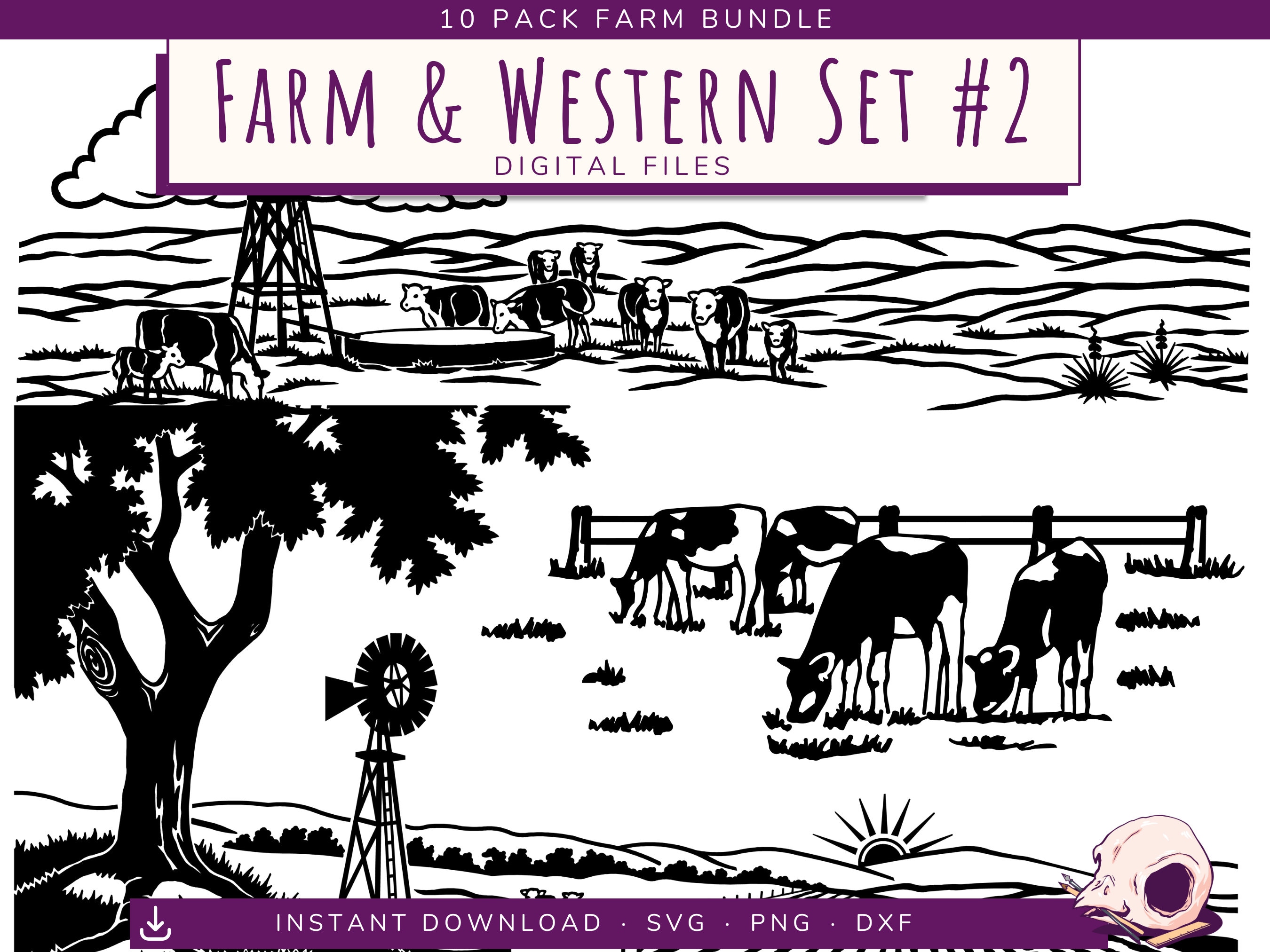 Farm & Cows SVG Bundle | 10 Pack | SET #2 | Svg Cut Files | Svg-png-dxf ...