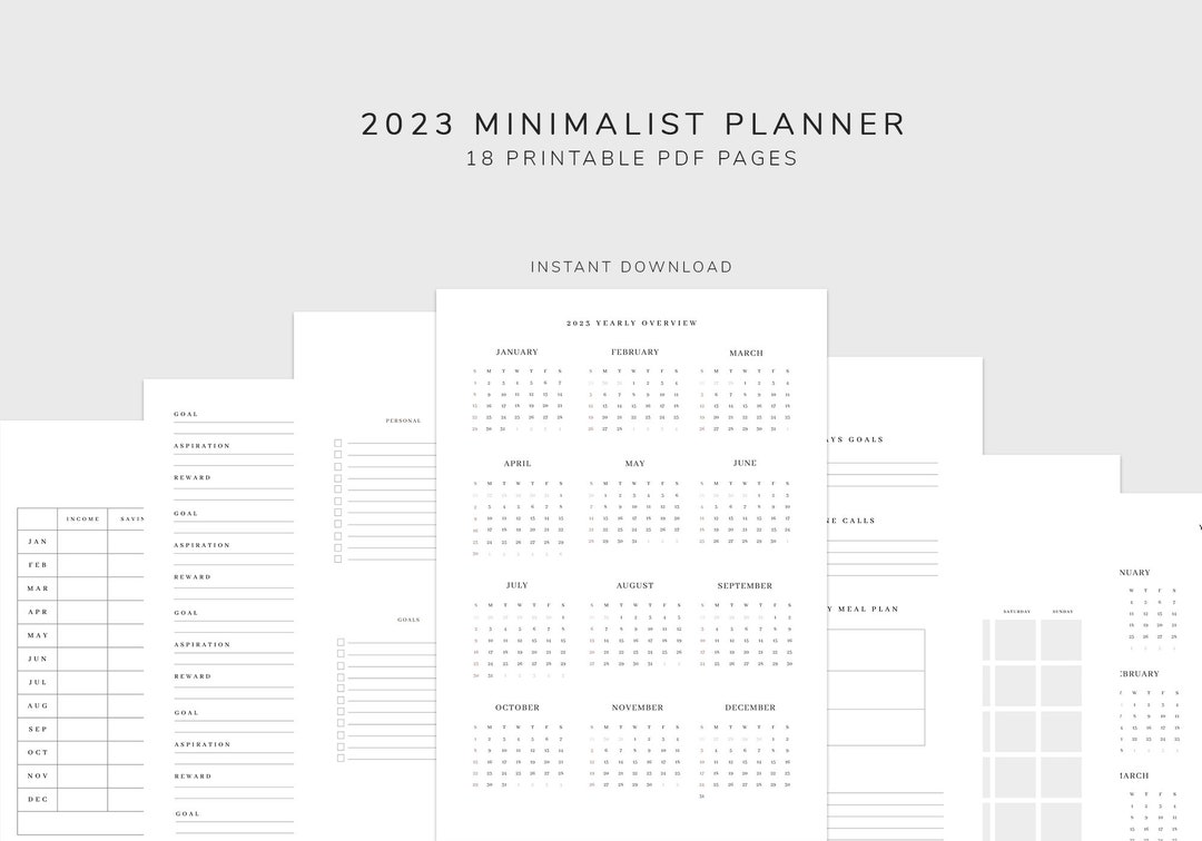 Printable Yearly Planner Bundle | 2023 Calendar | Yearly Overview ...