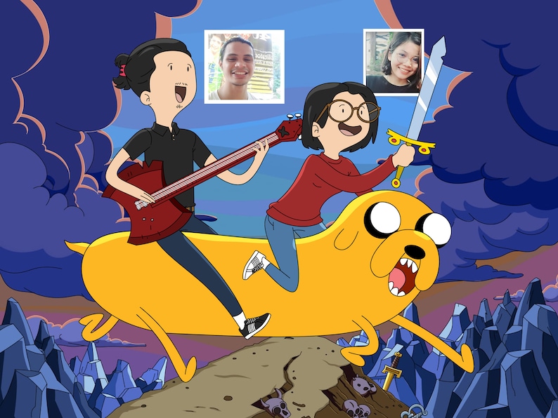 Adventure Time Custom Portrait Personalized Cartoon Drawing Poster From ...