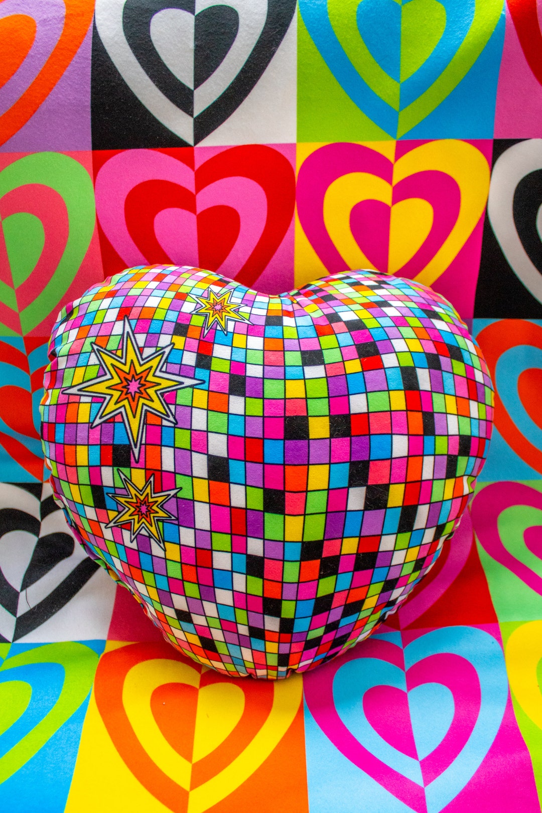 Heart Disco Ball Throw Cushion - Etsy UK