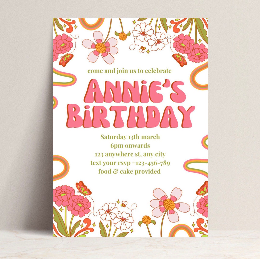 Retro Themed Party Invite - Customisable Digital Download Template - Etsy
