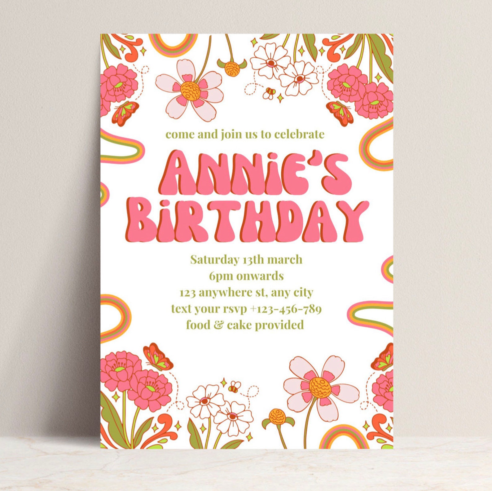 Retro Themed Party Invite - Customisable Digital Download Template - Etsy