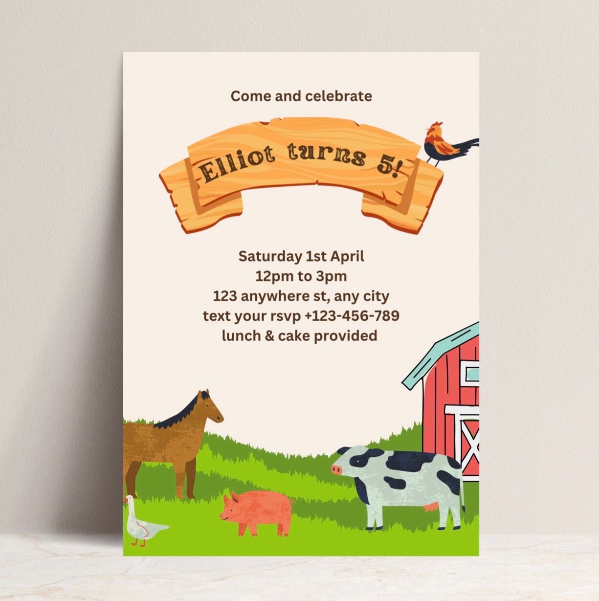 Farm Themed Party Invite - Customisable Digital Download Template - Etsy