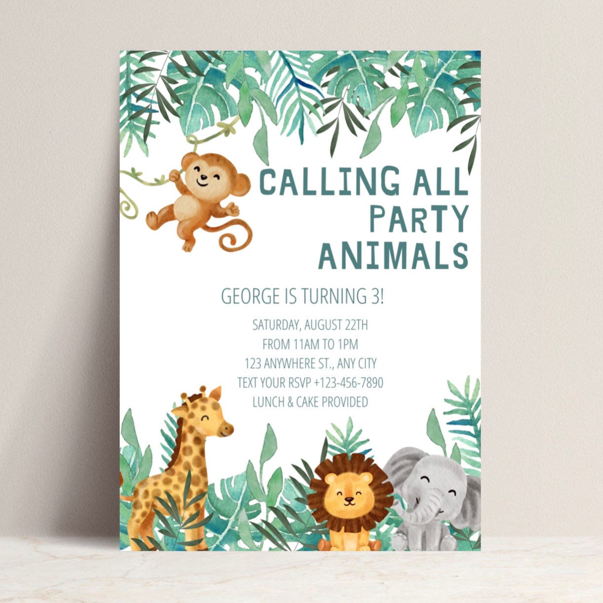 Safari Themed Party Invite - Customizable Digital Download Template - Etsy