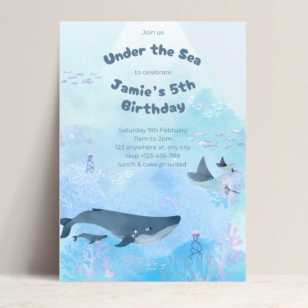 Under the Sea Themed Party Invite - Customisable Digital Download ...