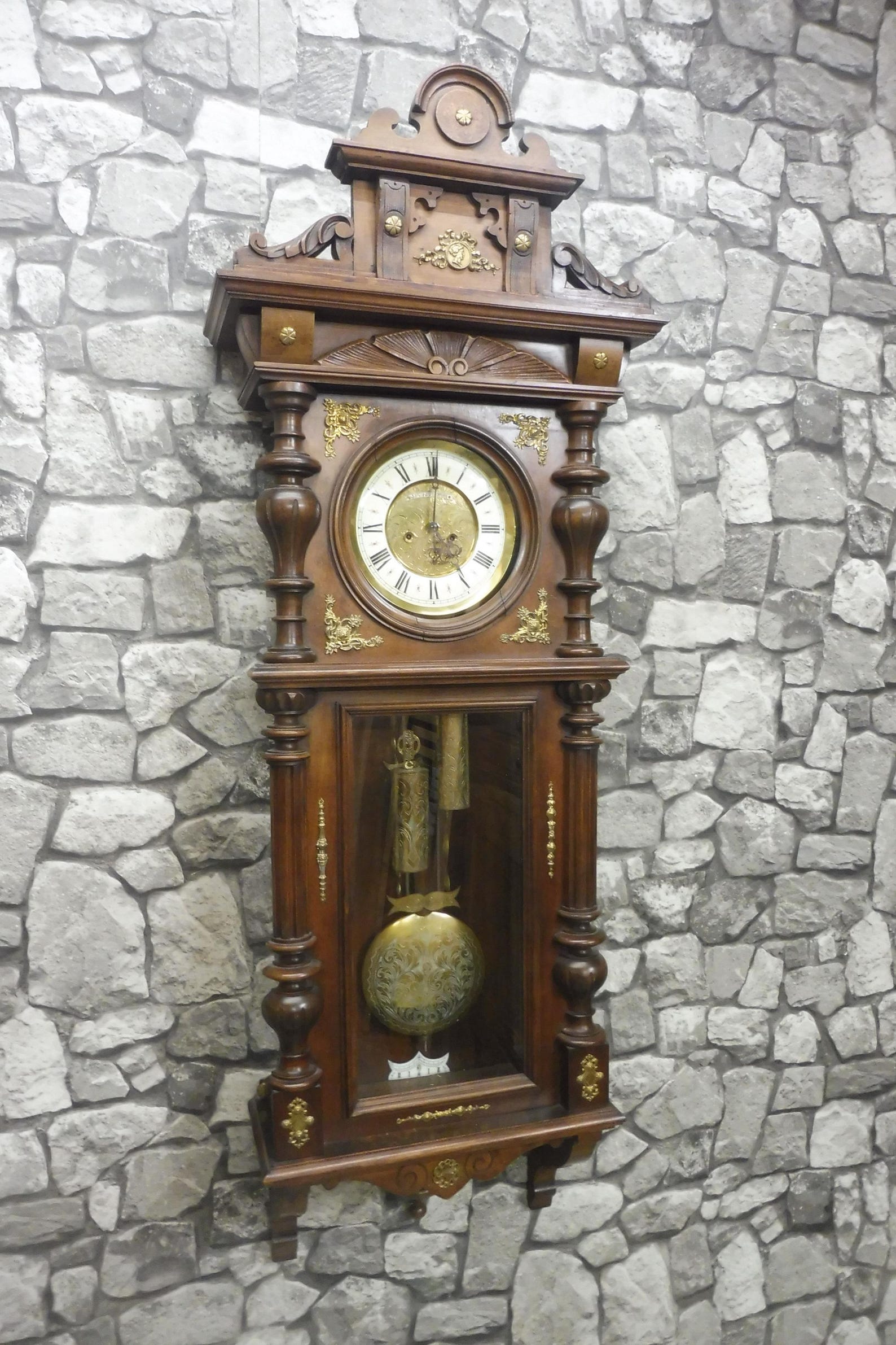 Antique Wall Clock Antique Regulator Clock Vienna 2 Weights Top ...
