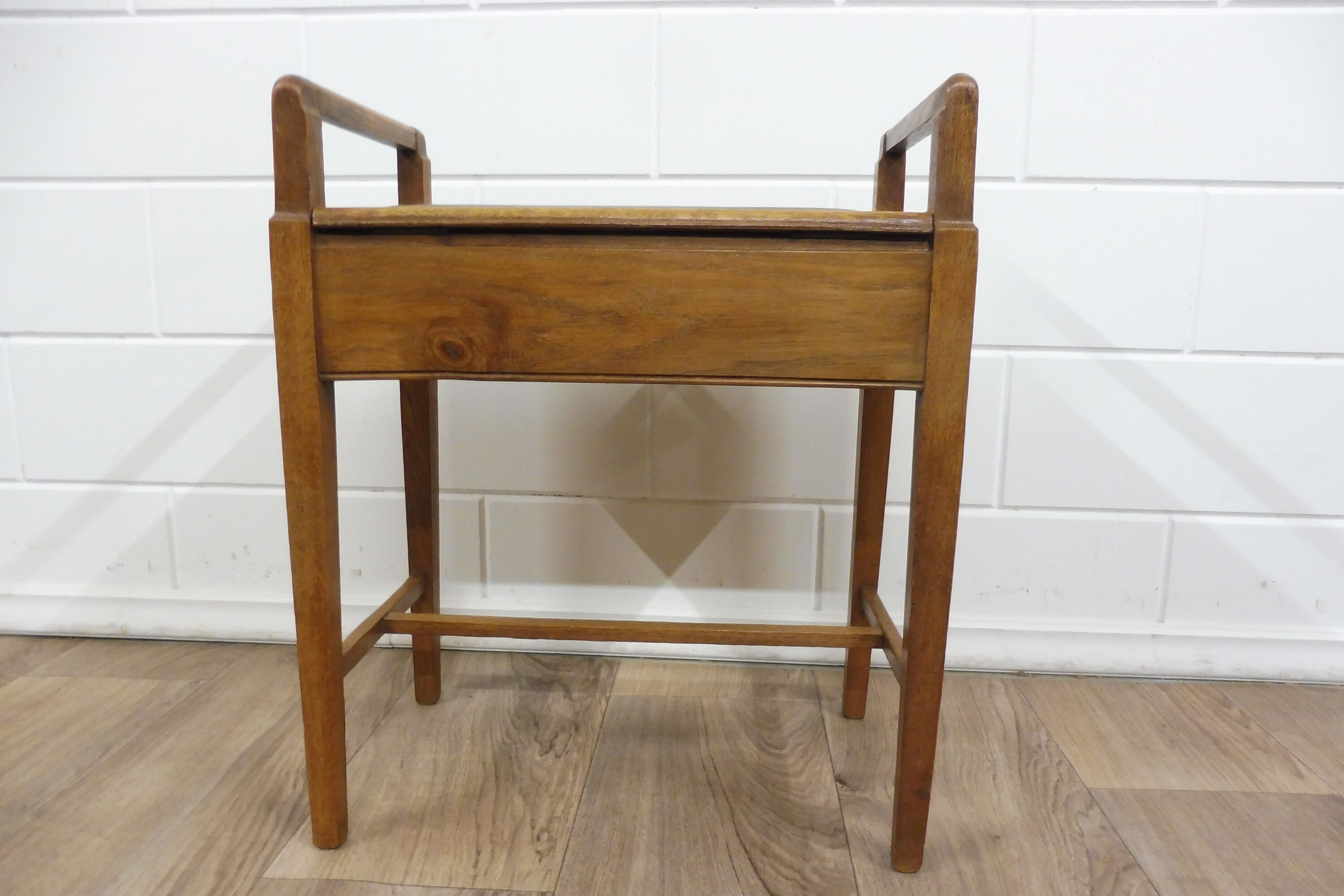 Antique Bench Leather Seat Oak Wood Restored - Etsy