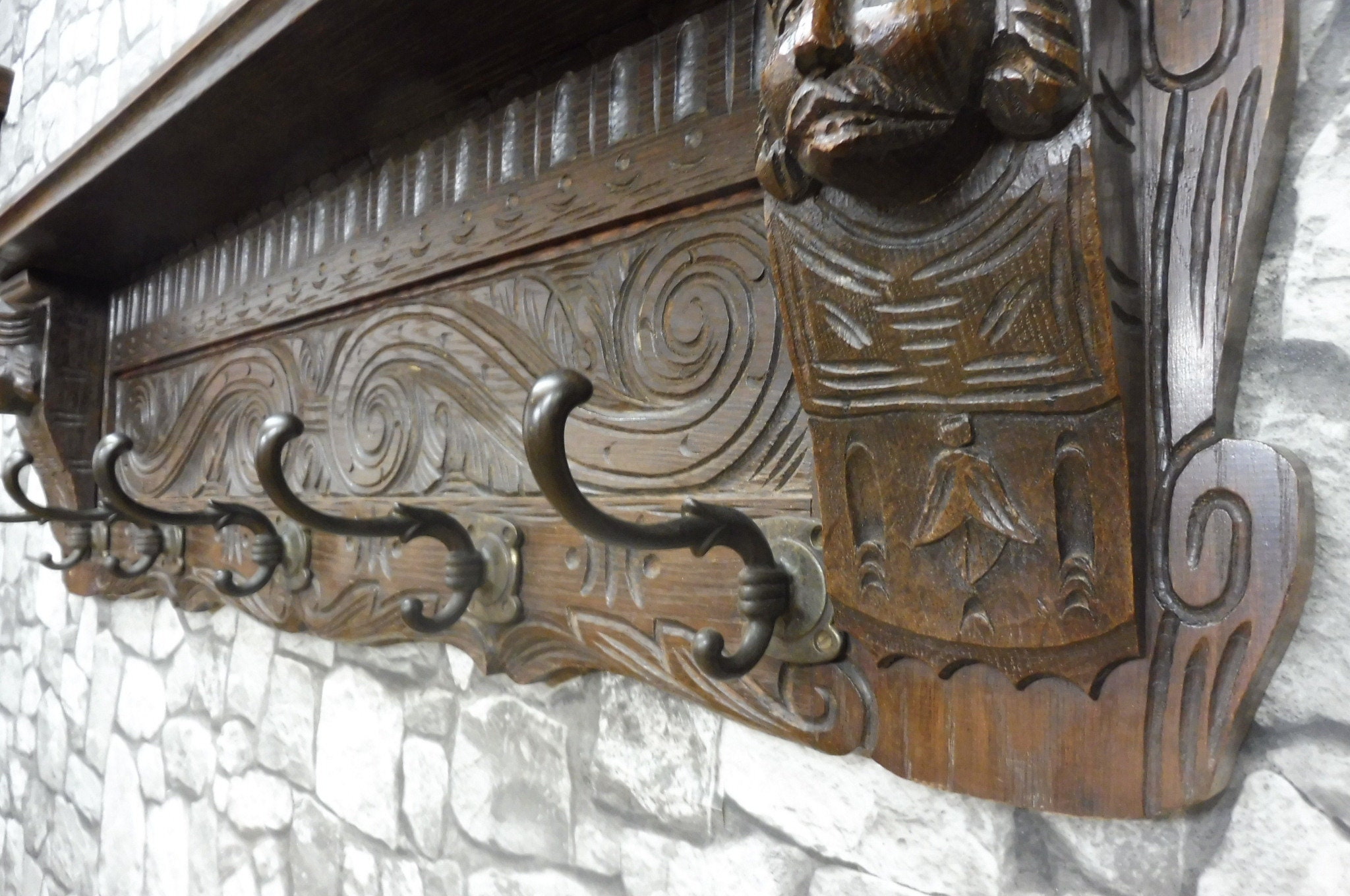 Beautiful Antique Wooden Coat Rack Wall Rack - Etsy