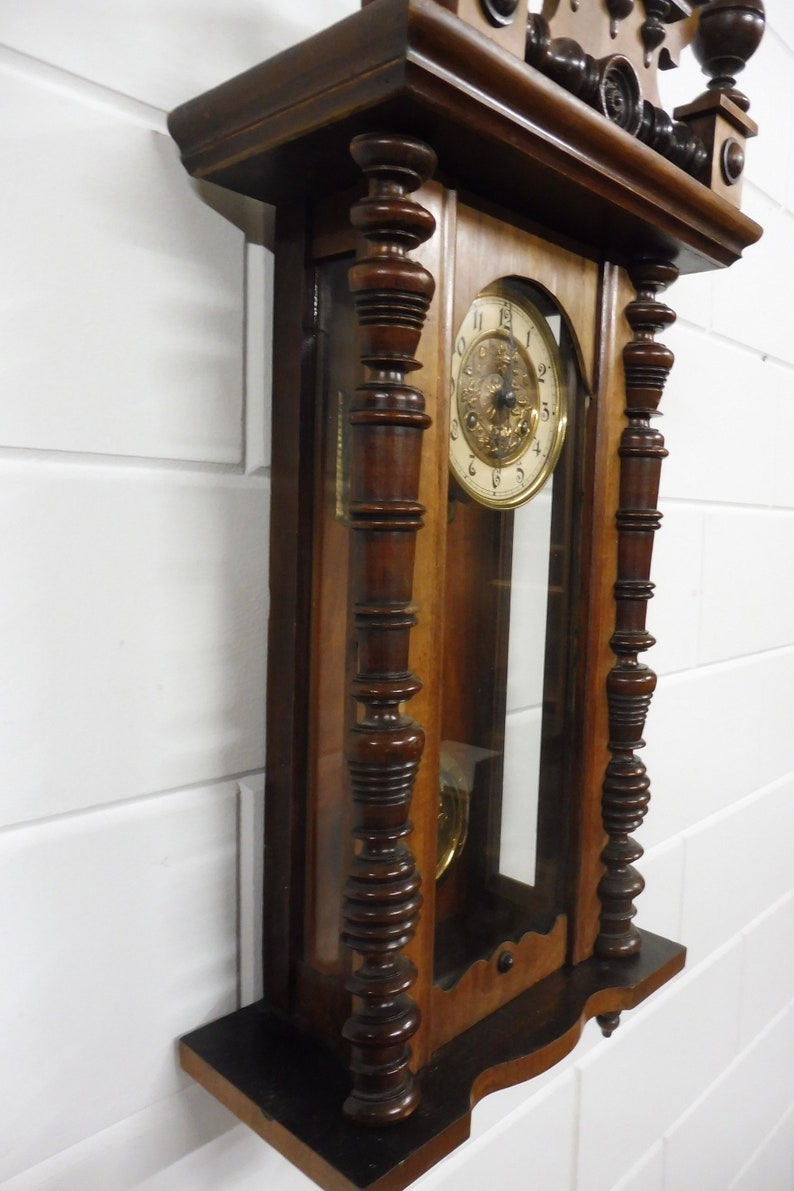 Antique Wooden German Wall Clock Regulator Vintage 1900s - Etsy