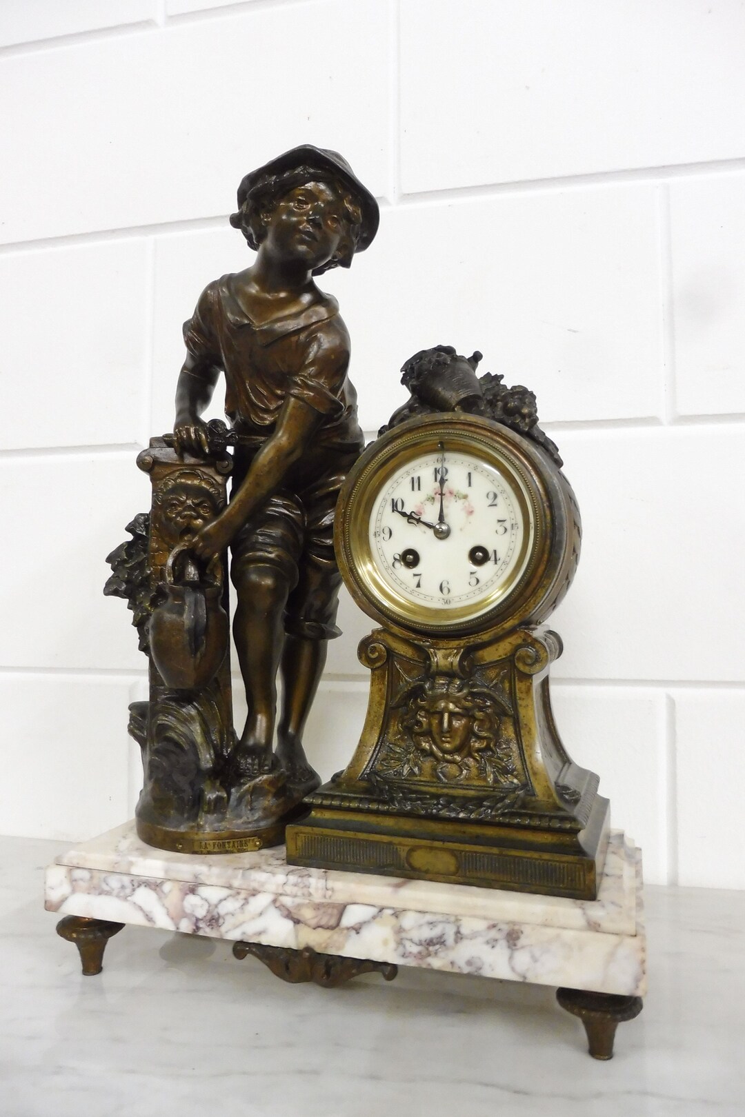 Antique French Mantel Clock Desk Clock Table Clock With Marble - Etsy