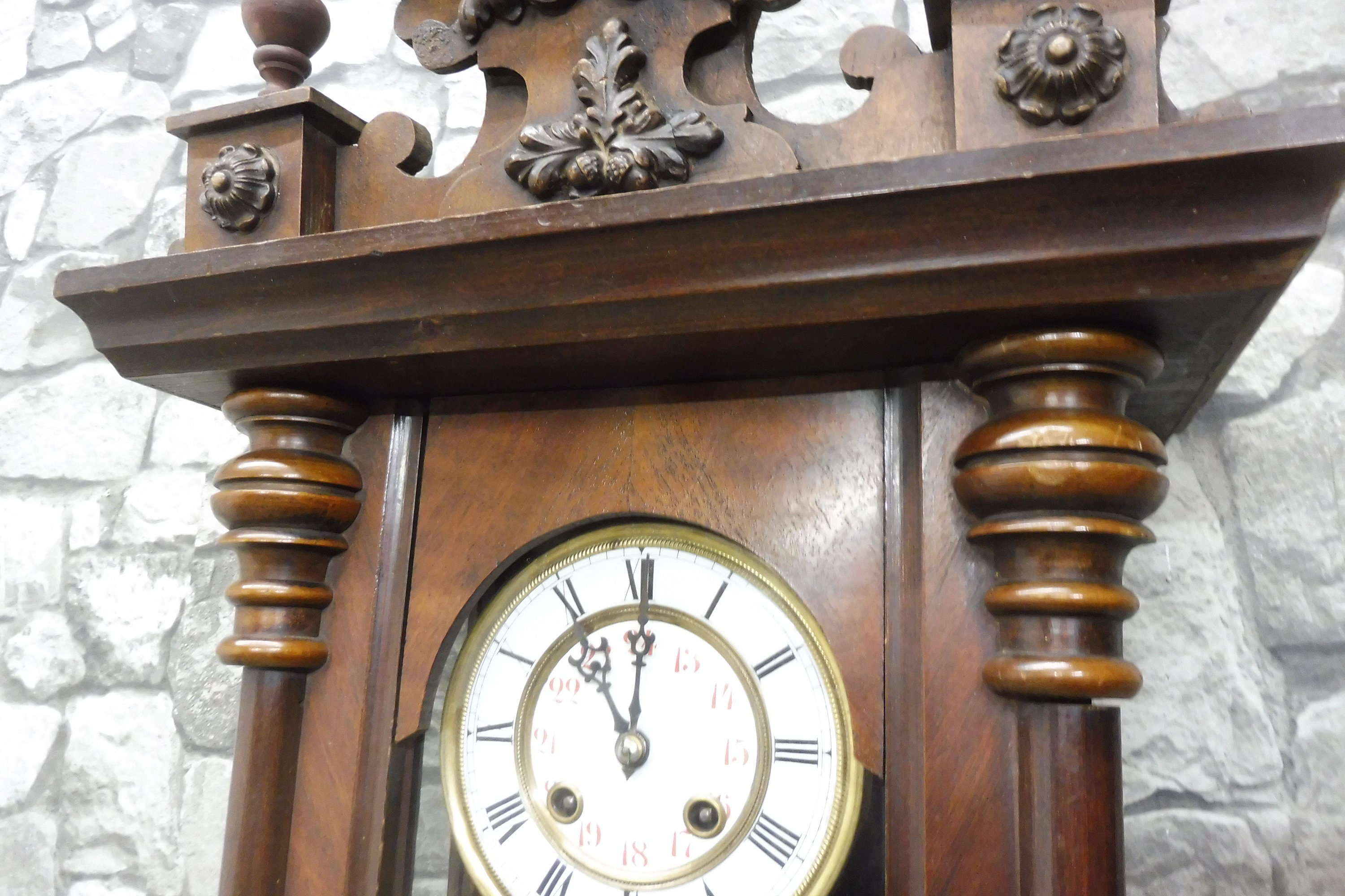 German Antique Wooden Wall Clock Antique Regulator 1900s Restored - Etsy