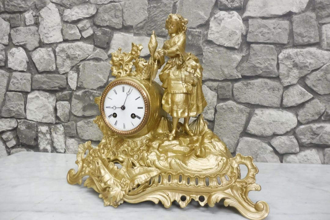 French Antique Bronze Mantel Clock Desk Clock Table Clock Top Condition ...