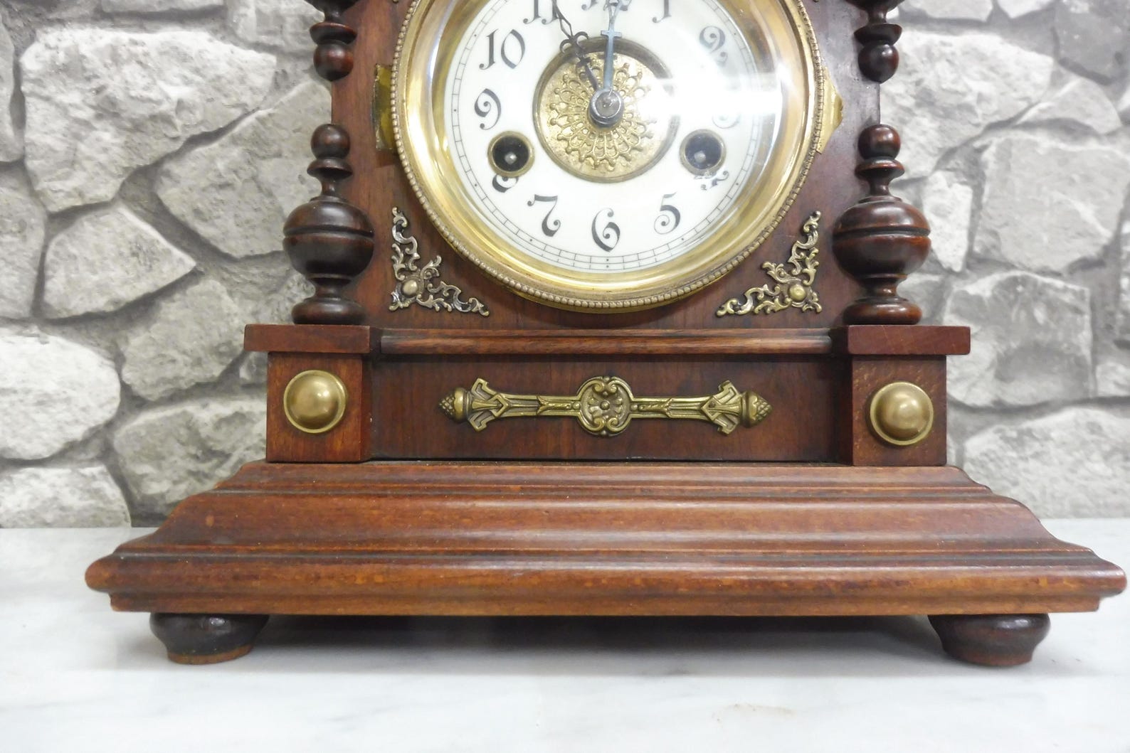 Antique Wooden German Mantel Clock Bracket Clock Pfeilkreuz Old Clock ...