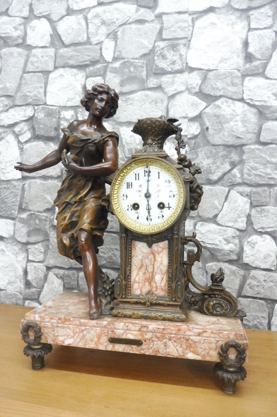 Antique French Mantel Clock Table Clock With Marble - Etsy