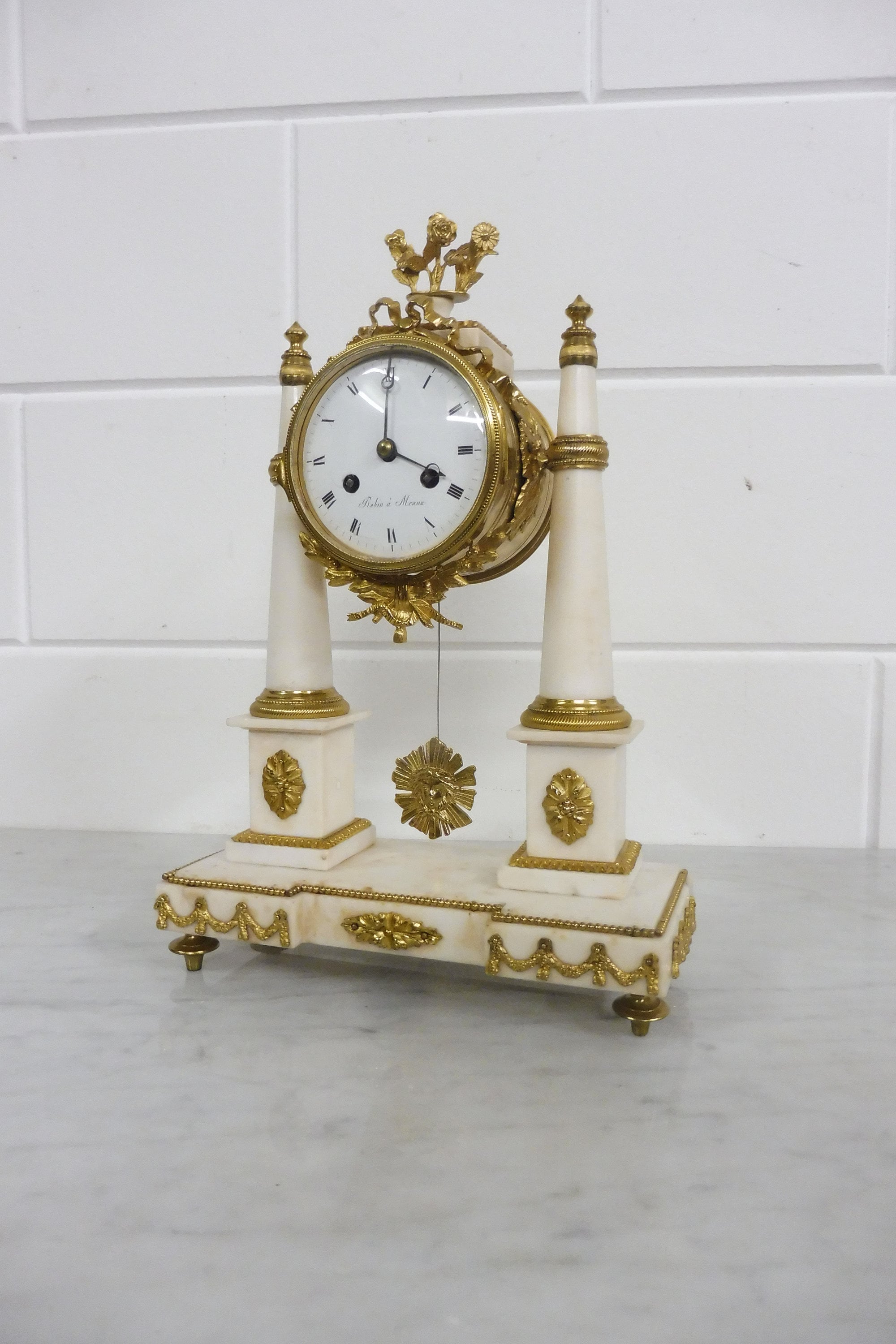 Antique French Mantel Clock Louis XV Desk Clock With White Marble - Etsy