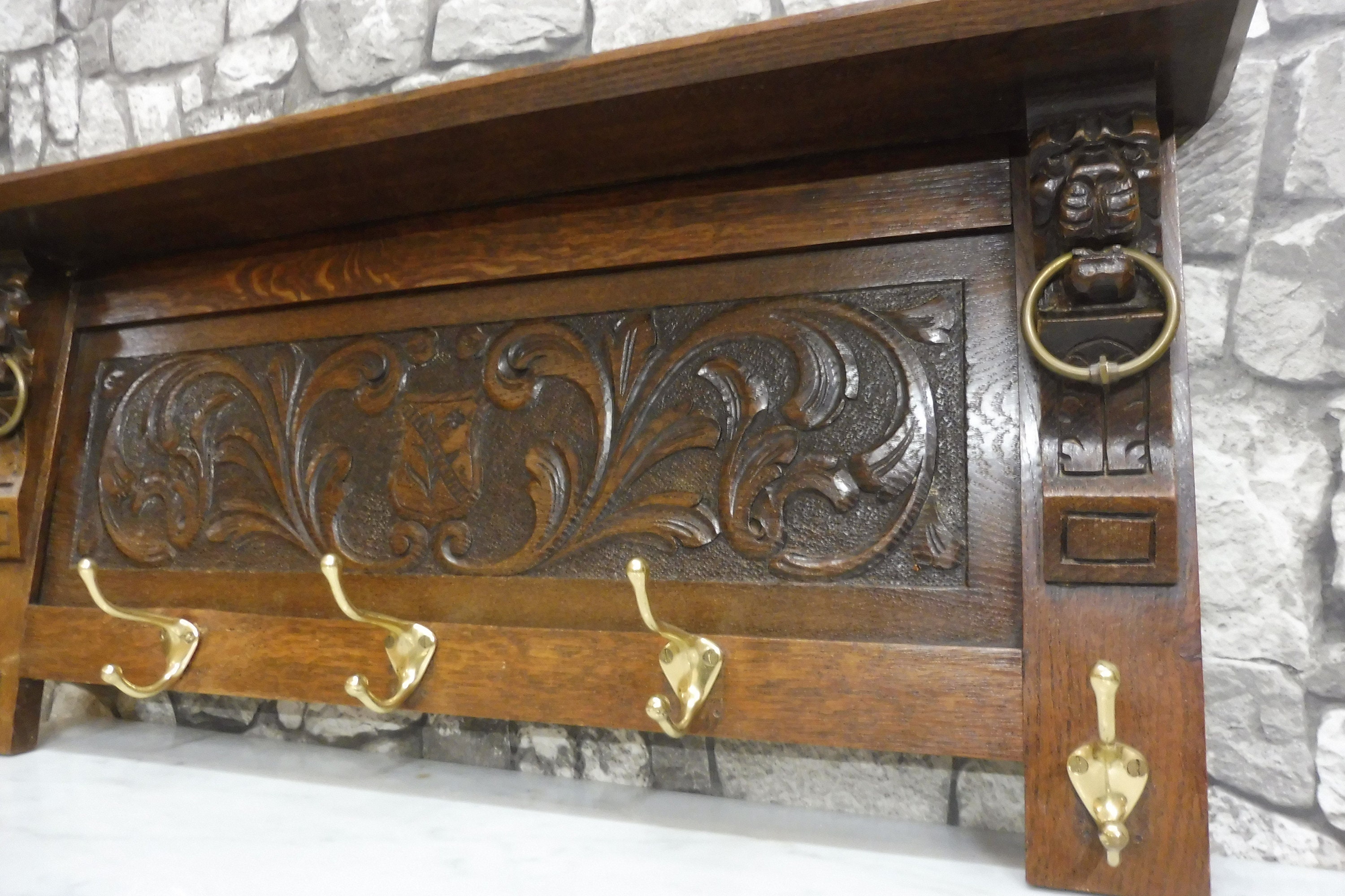 Antique Wooden Coat Rack Hall Tree Coat Rack Oak Wood Around 1920s - Etsy