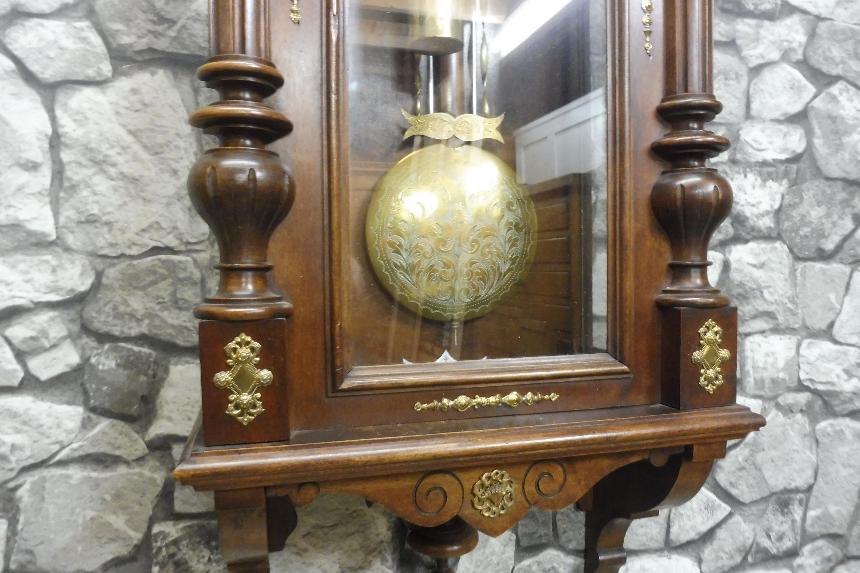 Antique Wall Clock Antique Regulator Clock Vienna 2 Weights Top ...