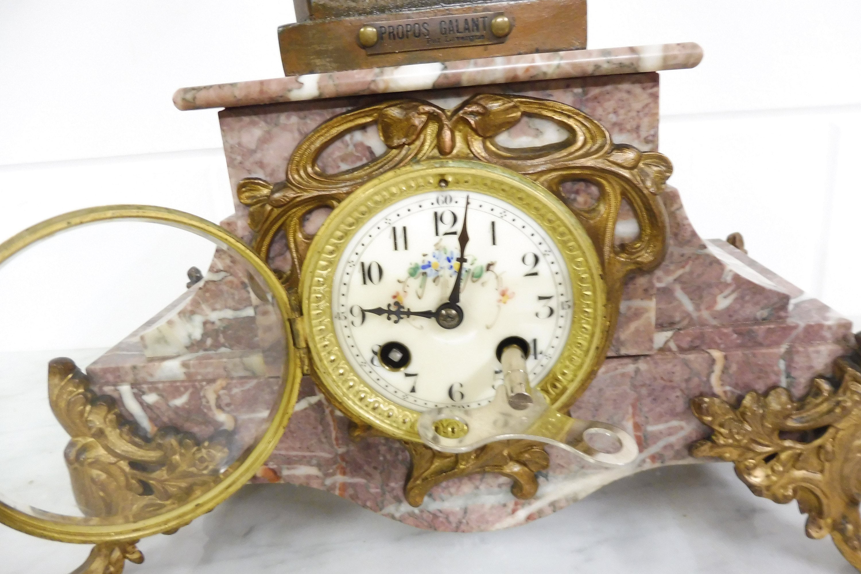 Antique French Mantel Clock Desk Clock Propos Galant - Etsy