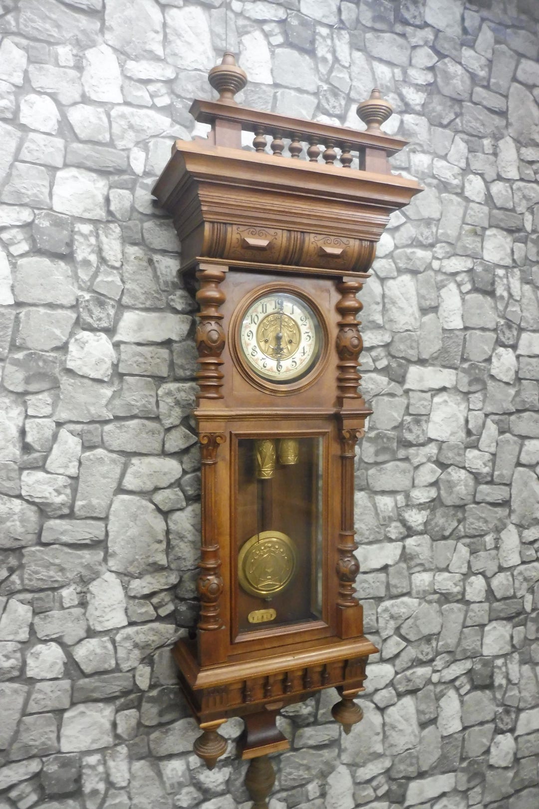 Big Antique Wooden German Wall Clock Antique Old Regulator 2 Weights - Etsy