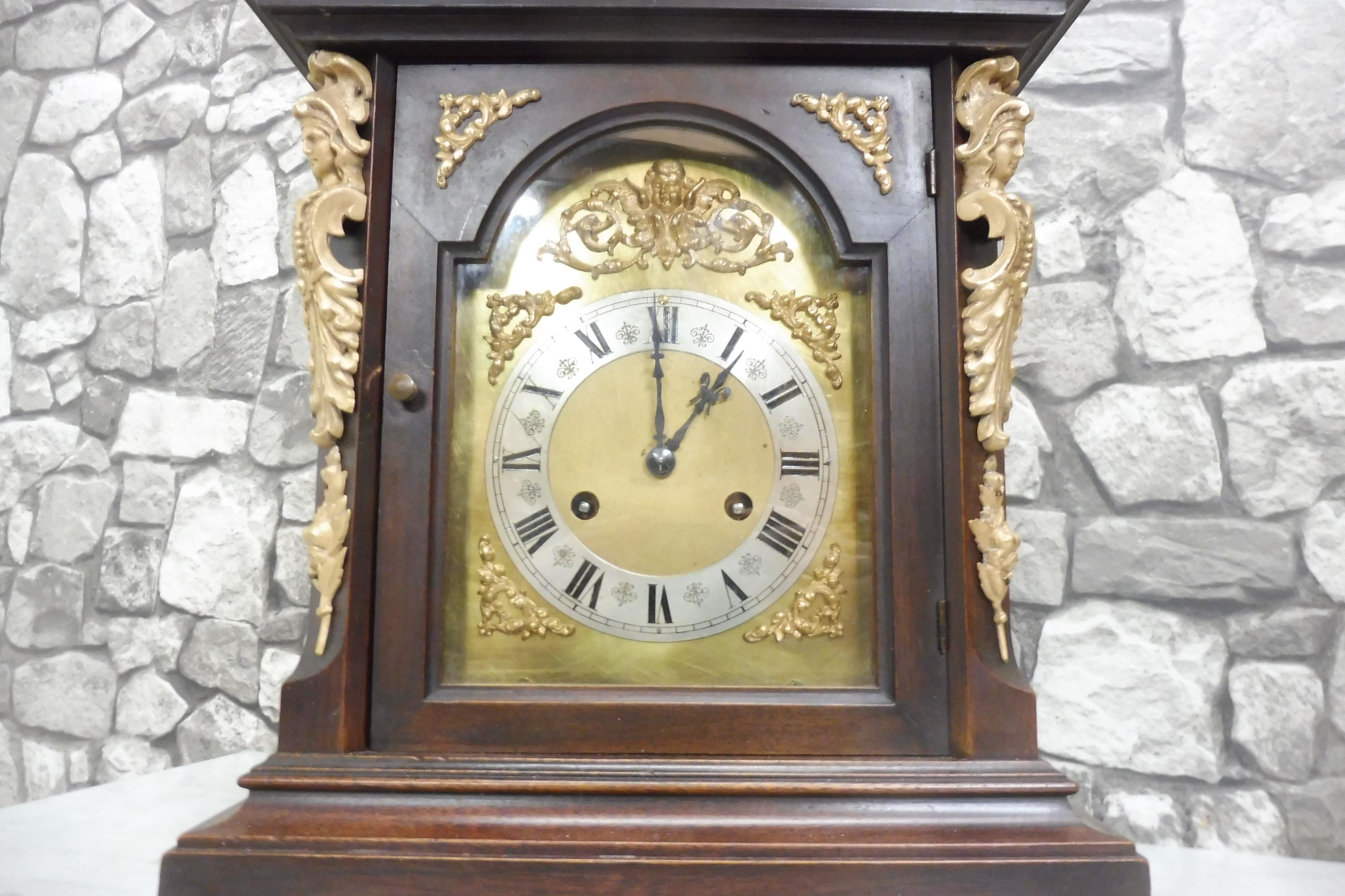 Big Antique German Junghans Mantel Clock Bracket Clock Quarter Chime ...