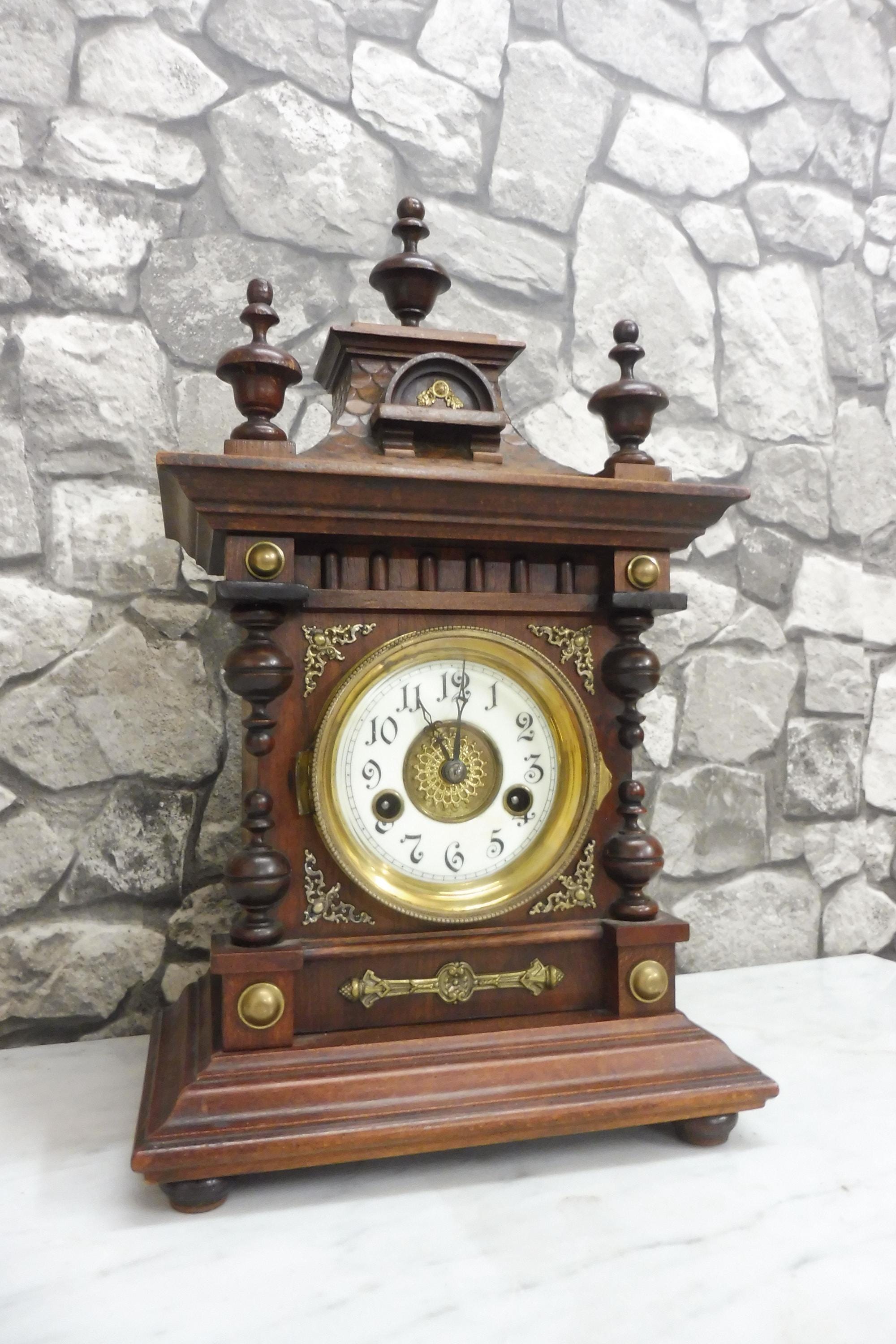 Antique Wooden German Mantel Clock Bracket Clock Pfeilkreuz Old Clock ...