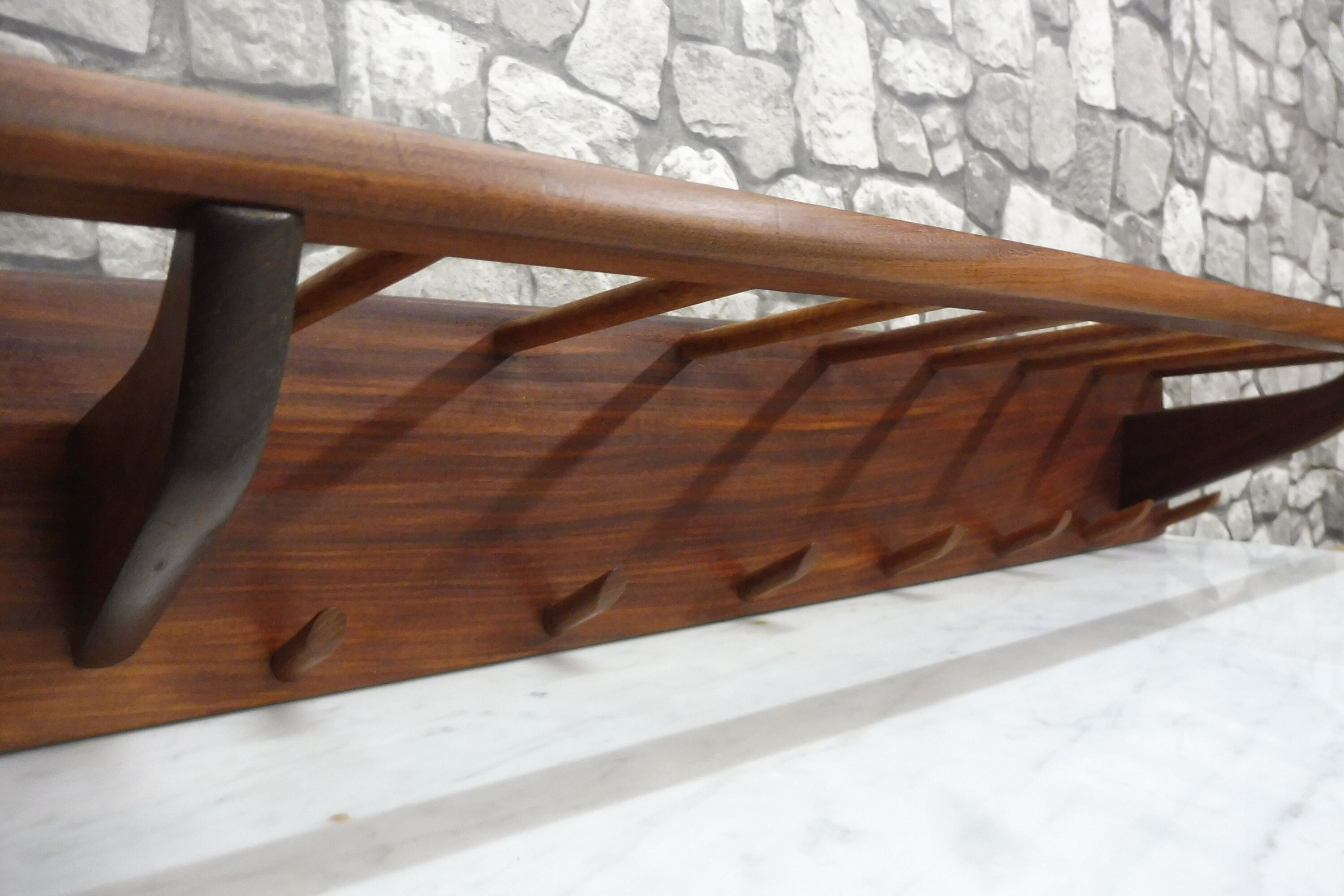 Mid Century Vintage Wooden Coat Rack Hall Tree Wall Rack Teak - Etsy