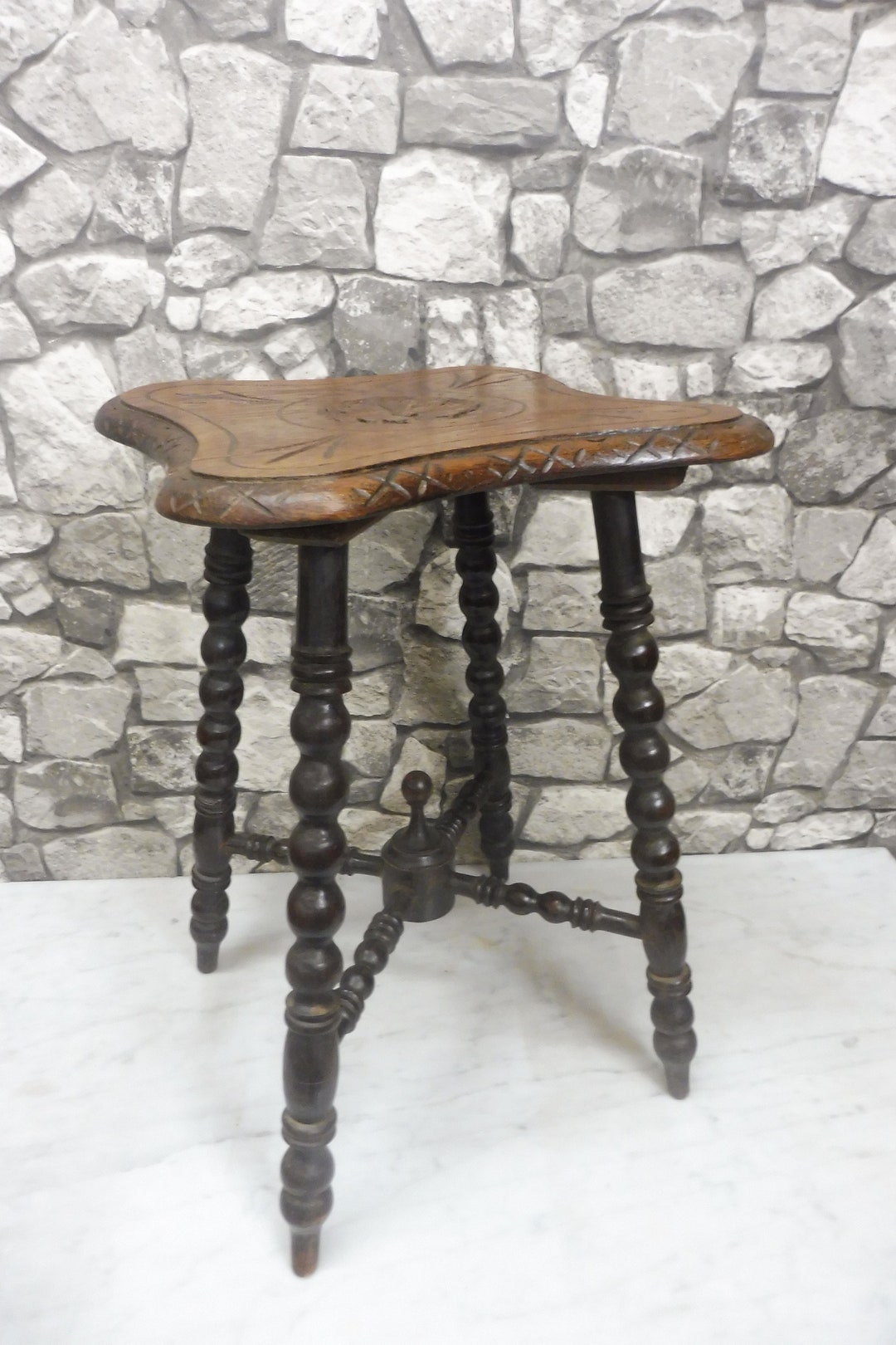 Antique Wooden Stool Antique Stool Oak Wood 19th - Etsy