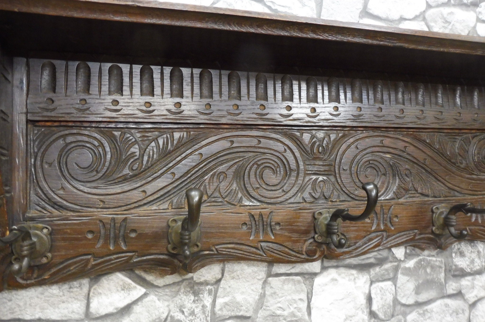 Beautiful Antique Wooden Coat Rack Wall Rack - Etsy