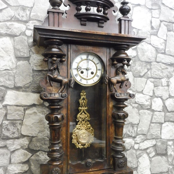 Antique Wooden German Wall Clock Regulator Clock Old Wall Clock - Etsy