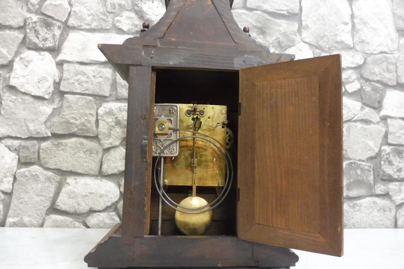 Antique Wooden German Mantel Clock Bracket Clock Pfeilkreuz Old Clock ...