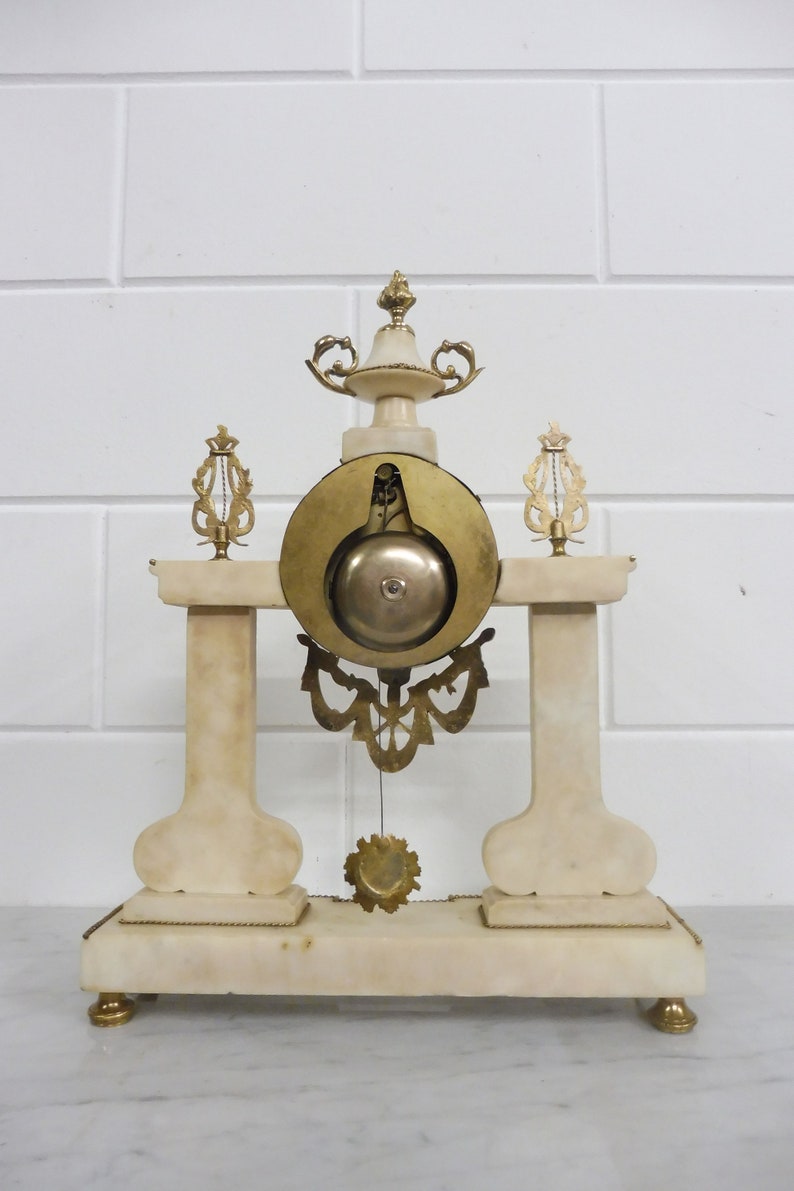 French Antique Mantel Clock Desk Clock Louis XV White Marble - Etsy